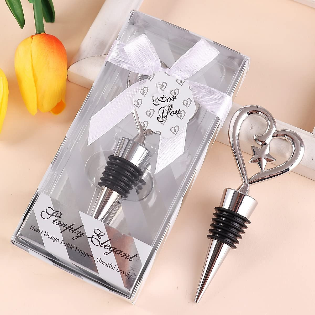 12 Pieces Heart Wine Stoppers Wedding Bridal Favor for Guests Silver Heart Wine Bottle Stoppers Heart Champagne Stoppers Wine Savers Metal Wine Cork Holder Plugs with Gift Boxes for Wedding Party