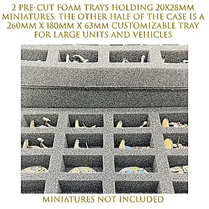 Gargoyle - Miniature Carrying Case - 80 Foam Slots for 28mm Miniature Storage Case - DnD Miniature Storage with Carry Handle - Miniature Case with Large Pick and Pluck Layer -Miniatures Carrying Case