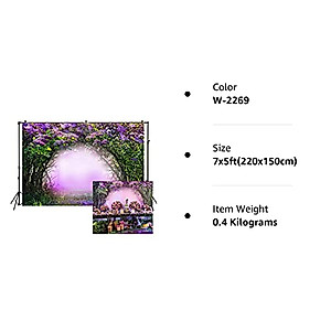 AOSTO 7x5ft Fairytale Wonderland Magical Forest Backdrop for Girl Baby Shower Birthday Party Decorations Enchanted Garden Theme Photo Background Spring Purple Flowers Backdrop photo studio prop w-2269