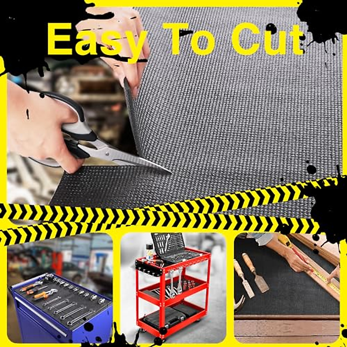 PABUSIOR Tool Box Liner for 12 inch Wide Drawer - 5mm Thick, 11.4 in Wide x 98 in, Double-Sided Non-Slip Toolbox Drawer Mat, Strong Grip Easy to Cut Garage Shelves, (Black)