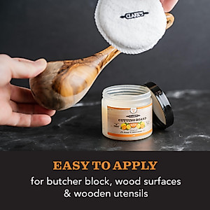 CLARK'S Cutting Board Finish Wax, Enriched with Lemon & Orange Oils ,Made with Natural Beeswax and Carnauba Wax,Butcher Block Wax, (6 ounces)