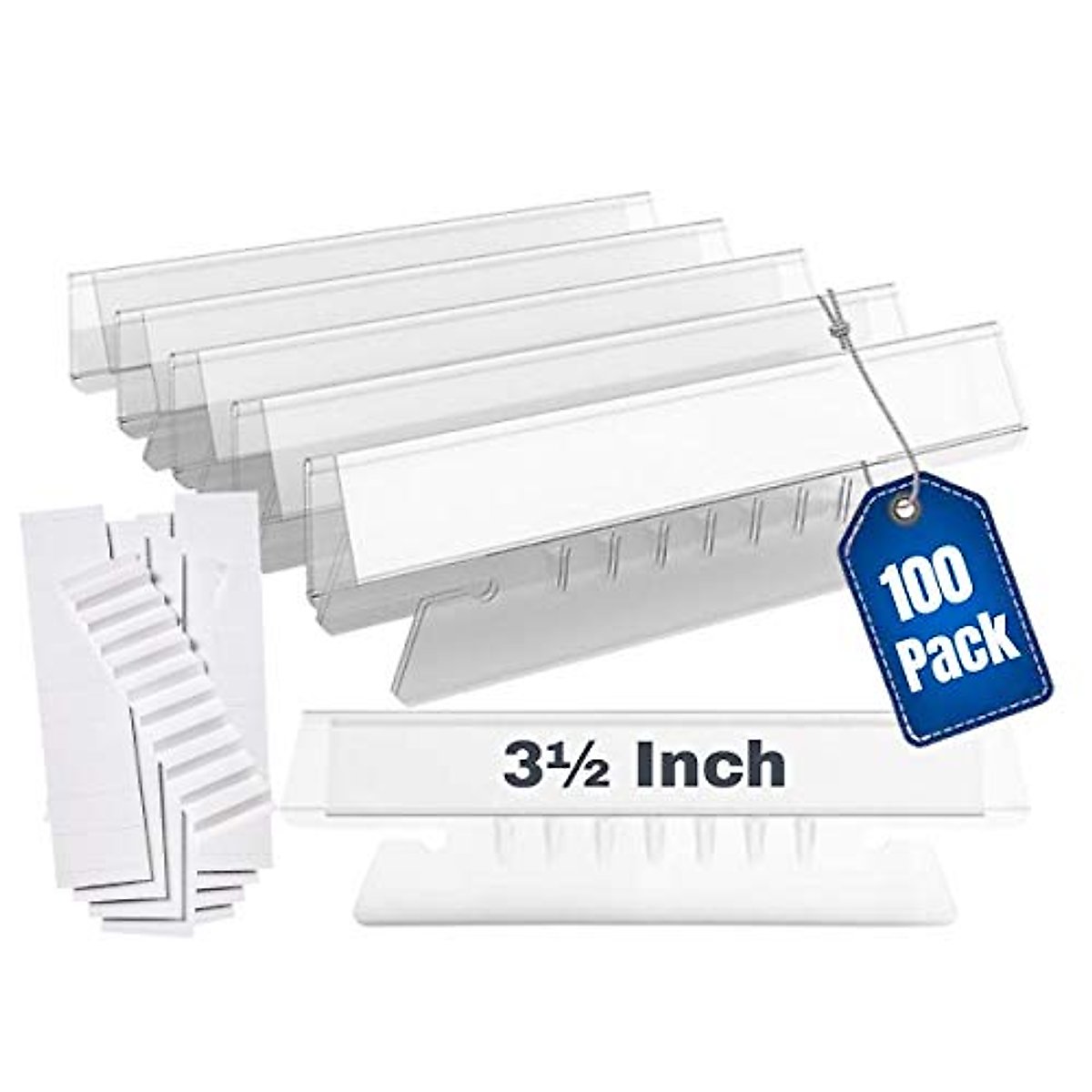 1InTheOffice Clear Hanging Folder Tabs, and Inserts 3-1/2" x 5/8", 100/Pack (3 1/2")
