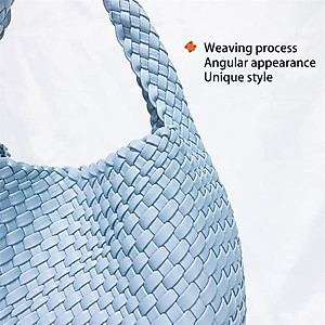 LMKIDS Fashion Hand Woven Bag Shopper Bag Travel Handbags and Purses Women Tote Bag Large Capacity Shoulder Bags (khaki)