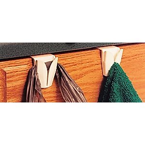 Gadjit Kitchen Towel & Plastic Bag Hanger (White, Pack of 2) -- Clever Device Hangs Over Any Cabinet Door or Drawer to Create an Instant Towel or Waste Bag Holder