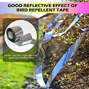Ruolan Bird Scare Tape Ribbon(700FT) Reflective Tape Keep Birds Away Outdoor,Double Side Bird Flash Tape, Scare Geese, Pigeon, Duck, Woodpecker