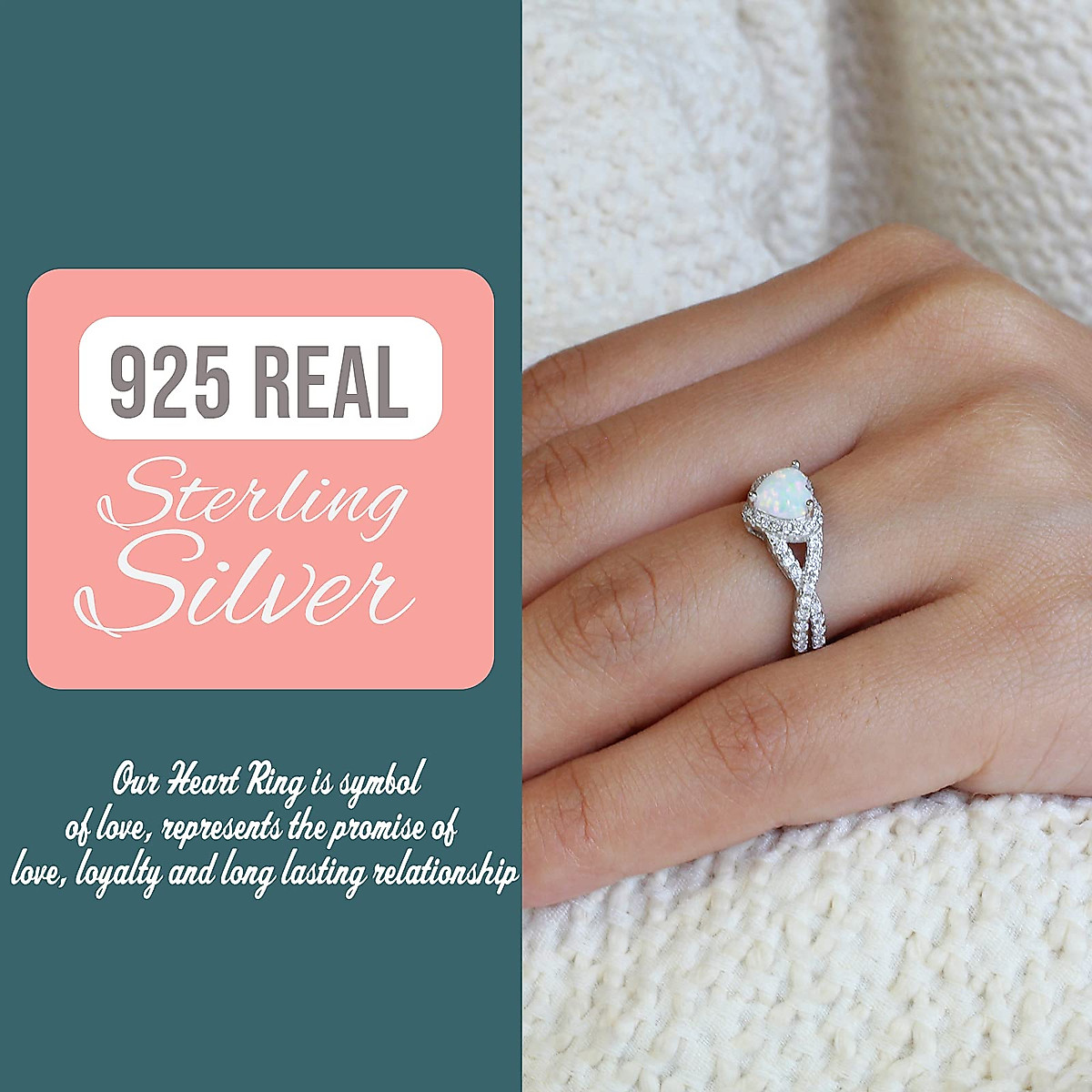 CloseoutWarehouse White Simulated Opal Cubic Zirconia Heart Swirl Design Ring Sterling Silver Size 11