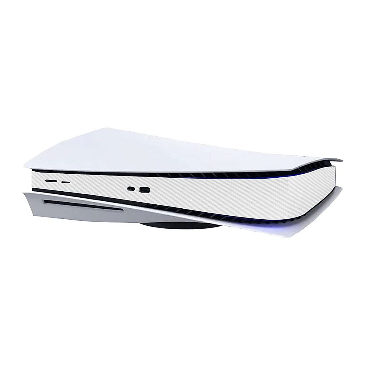 S-YUWEN Side Strip Sticker Protective Film Compatible with PS5, Skin Sticker Decoration Carbon Fiber Frosting Sticker Console Digital Disk Protector Faceplate Shell Compatible with PS5 White