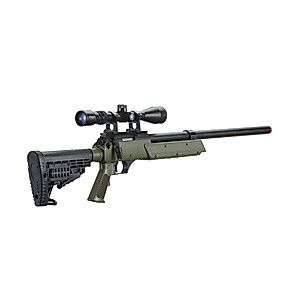 Powerful MB13 APS SR-2 Metal Bolt Airsoft 450 FPS Single Bolt Action Sniper Rifle with 3X Scope, Speed Loader and 0.20g 6mm BBS, Color Green