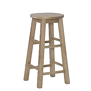 Linon Zeke Grey Wash 24" Counter Stool with Round Seat