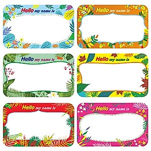 300 Pcs Name Tag Label Sticker in 6 Designs with Perforated Line for School Office Home (3.5"x2.2" Each) …