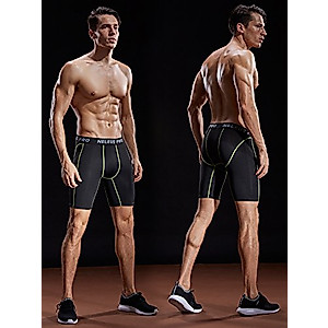 NELEUS Men's Spandex Compression Shorts Athletic Workout Running Performance Baselayer,3 Pack,047,Black,Grey,White,US S,EU M