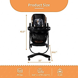 High Chairs for Babies and Toddlers, 8 in 1 Baby High Chair Clearance with Adjustable Seat Back Detachable Seat Cushion and Double Removable Tray, Portable Baby Booster Seat with Wheels (Black)