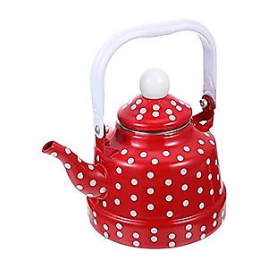 HEMOTON Kettle Stovetop Enameled Teapot Chinese Style Heating Water Kettle with Handle Large Capacity Hot Water Kettle Kitchen Teapot for Stovetop Induction Cooker （ Red ） Red Tea Kettle