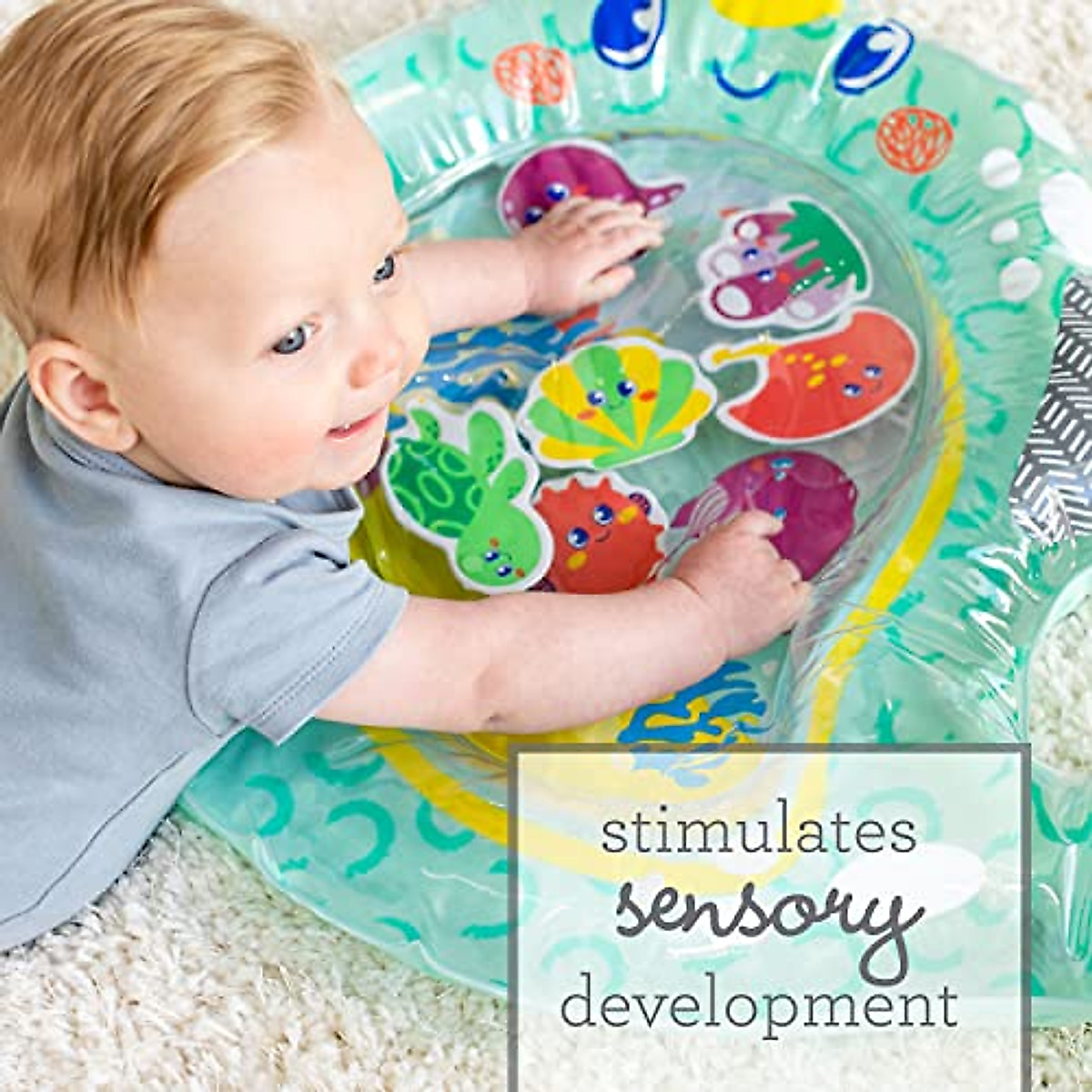 Infantino Wee Wild Ones Pat & Play Water Mat - Narwhal Themed Water mat for Infants and Older Babies, for Tummy time and Sensory Play