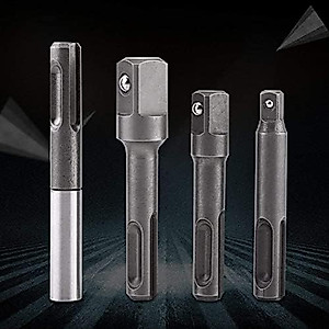 SDS Plus Bits Adapter 1/4" Hex Socket Adaptor to 1/4" 3/8" 1/2" Impact Socket Adapter Set for Screws/Nuts/Any Drill and Handheld Driver 4 PCS