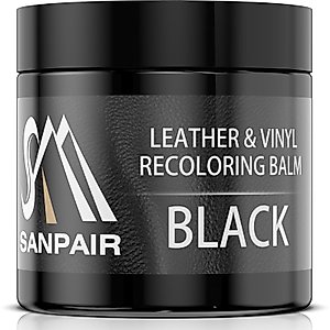 SANPAIR Black Leather Recoloring Balm, Leather Color Restorer, Leather Scratch Repair, Leather Balm, Black Leather Paint, Leather Sofa Stain Remover for Couch, Furniture and Car Seat