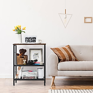 LIANTRAL Rolling Cart, 3-Tier Utility Microwave Bar Coffee Cart Kitchen Storage Shelf On Wheels, Brown Large Side End Table Nightstand for Home Office