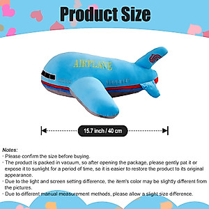 zhidiloveyou 15.7" Airplane Plush Blue Stuffed Plane Toy Aircraft Hug Pillow Gifts for Kids