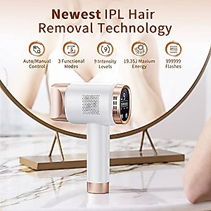 Aopvui Laser Hair Removal for Women and Men, IPL Permanent Hair Removal 999900 Flashes Hair Remover Device for Whole Body Use