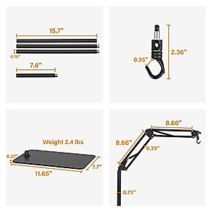 Reptile Lamp Stand with Base Extra Tall Adjustable Height and Width 360° Rotation Floor Reptile Light Holder Stand Bracket Metal Lamp Support for Reptile Glass Tank Terrarium Heating Light (72 inch)