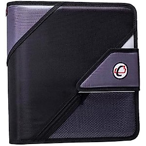 Case-it The Open Tab Velcro Opening Binder - 2 Inch O-Rings - 5 Color Tab Expanding File Folder - Multiple Pockets - 400 Sheet Capacity - Black S-826-A