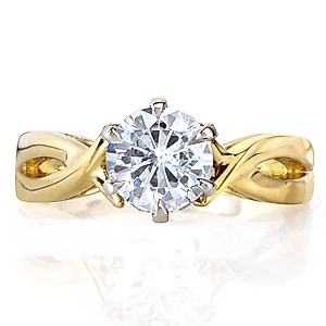 Kobelli Forever One (D-F) Moissanite Solitaire Engagement Ring 1 CTW 14k Yellow Gold, Size 5.5
