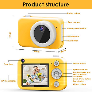 Fixget Kids Camera, Children 1080P HD Digital Dual Cameras with 32GB SD Card, Toddler Selfie Video Recorder Toy Birthday Gift for 4-12 Year Old Girls Boys
