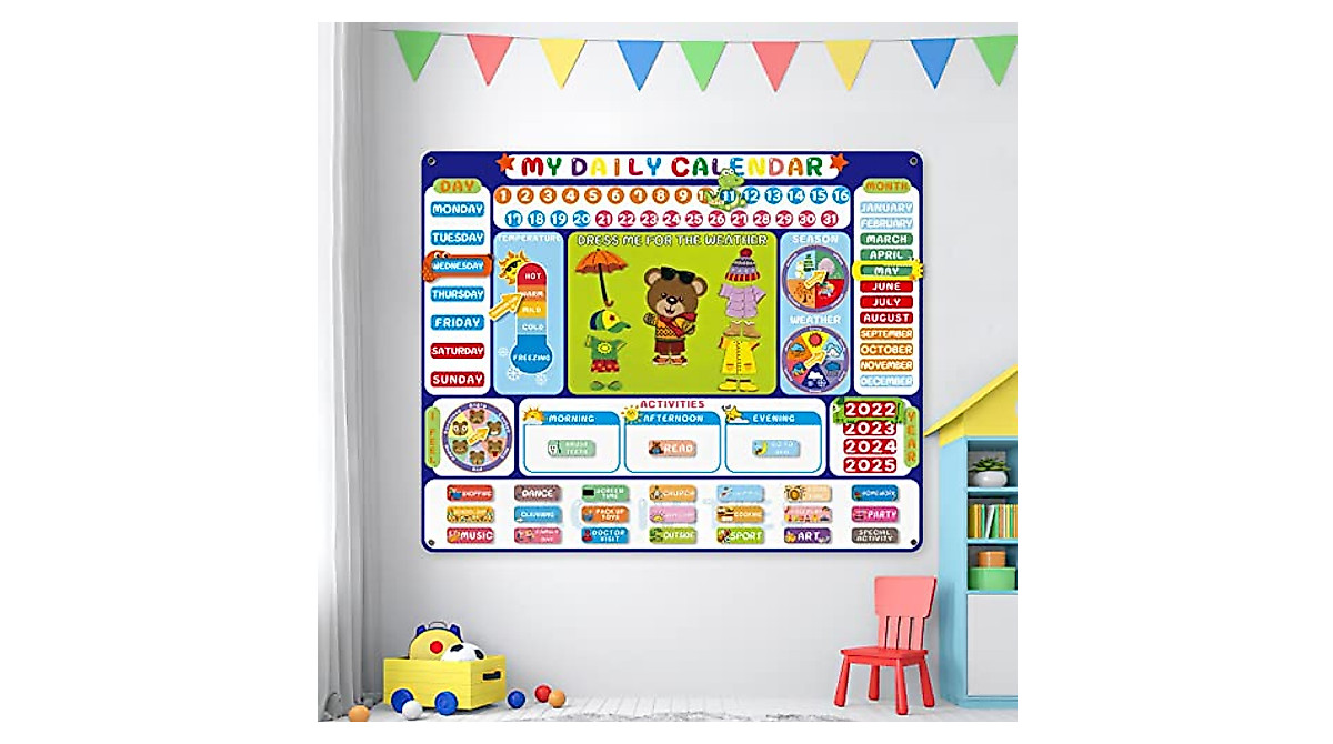 Kids Daily Calendar Felt Board - Preschool Learning Fun