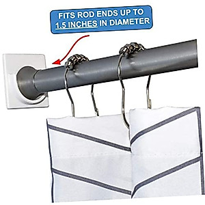 DOITOOL 6pcs Bracket Holder Heavy Duty Shower Curtain Tension Curtain Rods Circle Hooks Adhesive Curtain Rod Holder Wall- Mounted Shower Rods Holder Shower Curtain Tension Holder Fixture