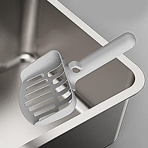 Gralara Kitten Cat Litter Box Stainless Steel Rust Free with Scoop Semi Enclosed with Side Carrying Handle Rounded Edges Accessories Durable Sturdy, 50x35x10cm