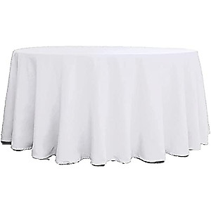 BalsaCircle 10 pcs 120 inch White Round Tablecloths Fabric Table Cover Linens for Wedding Party Polyester Reception Banquet Events Kitchen Dining