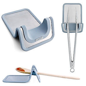 DANDY SpoonBest™ Silicone Spoon Rest for Stove Top – Cooking Utensil Rest – Spoon Holder for Stove Top – Nonstick Sturdy Silicone Spoon Rest for Kitchen Counter, BBQ grill (Gray)