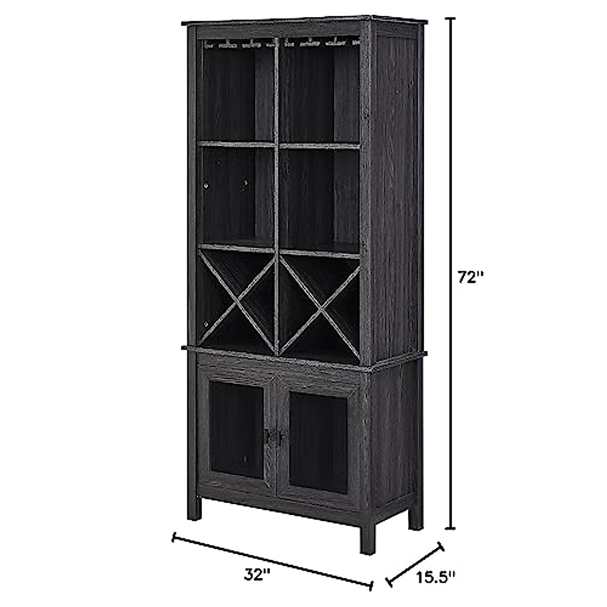 Home Source 72" Wood Exquisite Bar Wine Cabinet with Storage,Liquor Cabinet with Removable Wine Racks,Bookcase,Kitchen Pantry Storage Cabinet for Kitchen,Dining Room, Living Room,Espresso