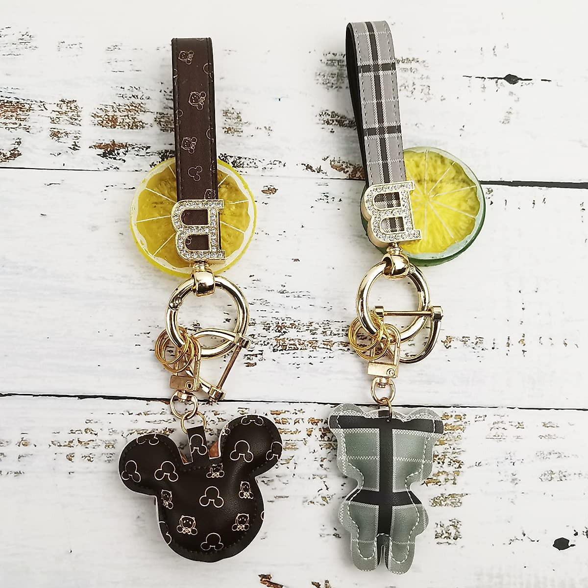 women for car keys chains rings holder lanyard bracelets,cute keychains car accessories lanyard wristlet for women strap,wristlets leather keychain letter woman cover shell,Brown,5.5