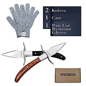 Oyster Shucking Knife,Oyster Shucker,2 Set Sturdy Sharpness Oyster Knife With Comfort Wood-handle,Oyster Shucking Kit With 1 Pairs Of Level 5 Protection Cut-resistant Gloves(L) For Oyster Clam