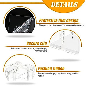 Clear Cake Box,4 Pcs Transparent Cake Box with Ribbon for Pastries10" X 10" X 9"-Clear Tall Cake Box- Clear Gift Boxes with Lid for Wedding Party and Gift Display (White-4 Set)