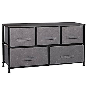 ZenStyle Fabric Dresser with 5 Drawers, Dresser Storage Tower, Storage Cabinet Organizer Unit for Bedroom, Living Room, Closet, Entryway, Hallway, Nursery Room, Grey