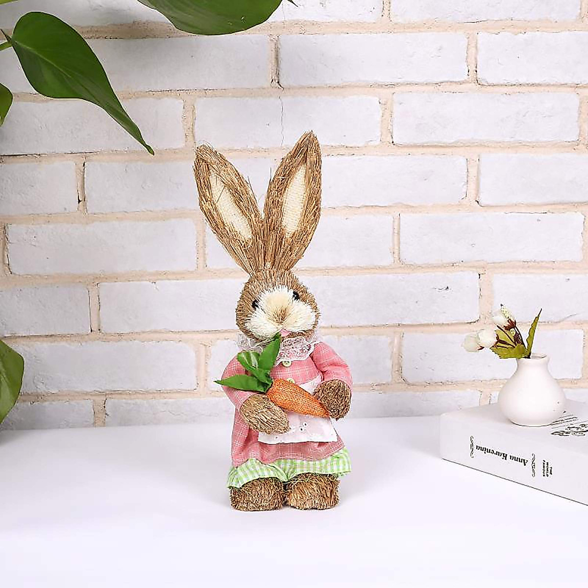 Ewer Easter Simulation Rabbit, Cartoon Dressed Rabbit Ornament with Carrot, Artificial Simulation Foam Rabbit for Easter Decor Garden Party Home Decorations Photography Props X8APV29X1410GHW