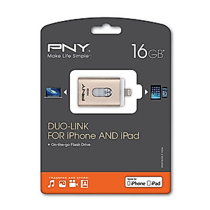 PNY Duo-Link On-The-Go 16GB USB Flash Drive for iPad (P-FDI16GOTGA-GE)