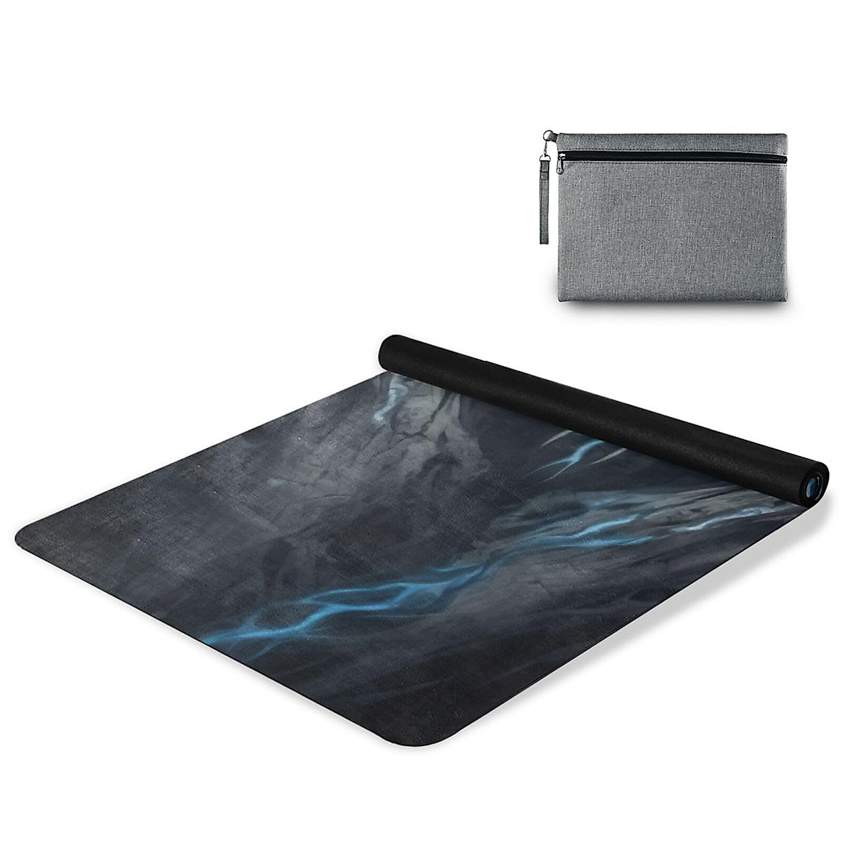 GOODOLD Blue Eyes Dragon Yoga Mat, 71 x 26 Inch Non-slip Yoga Mats Folding Travel Exercise Mat Indoor Outdoor Gym Pilates with Storage Bag for Women Men