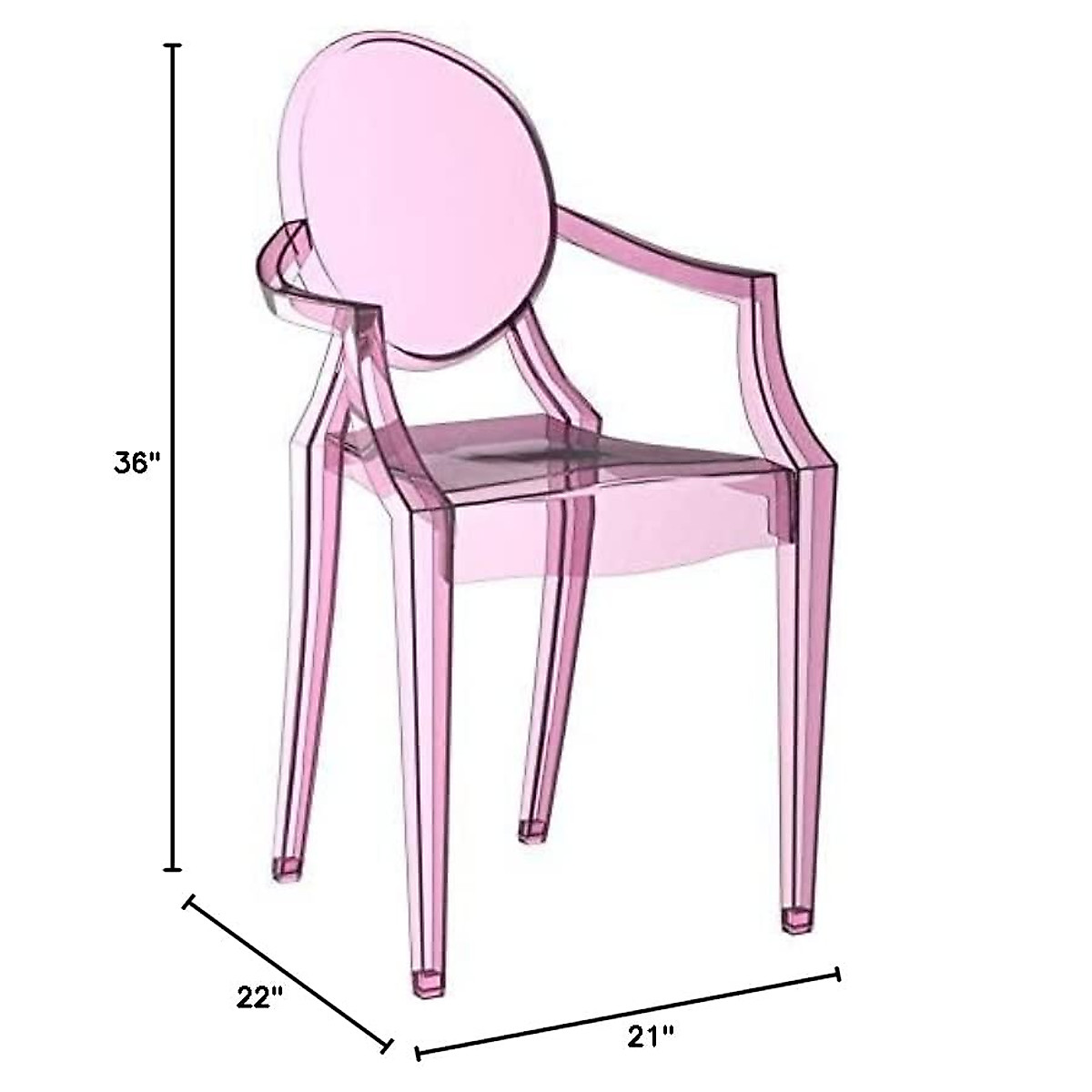 Modway Casper Modern Acrylic Stacking, Two Dining Armchairs, Pink