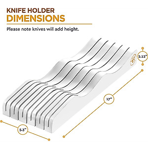 In-Drawer Knife Block Organizer - Bamboo Wood Drawer Knife Organizer - Holds 5 Long + 6 Short Knives (Not Included) - Store Knives with Blades Pointing Down