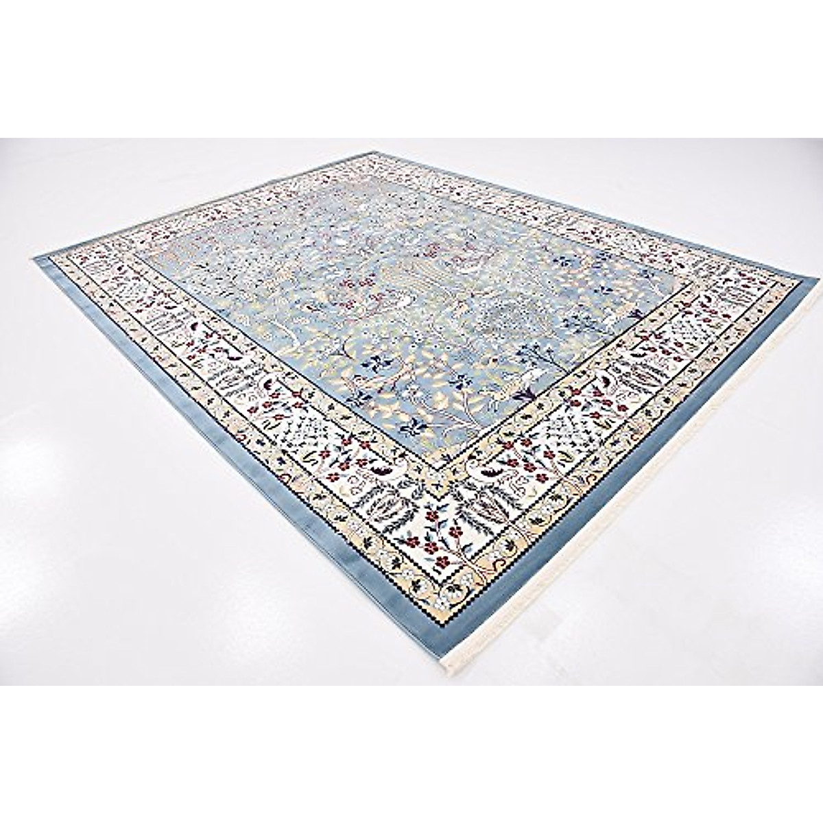 Unique Loom Narenj Collection Classic Traditional Textured Hunting Design Area Rug, 8 ft x 10 ft, Blue/Tan