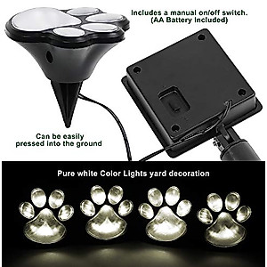 Paw Print Solar Lights Outdoor Garden Decor LED Yard Decoration (Warm White - Set of 4)