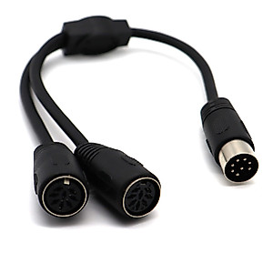 LOKEKE 8 Pin DIN MIDI Splitter Cable, 8 Pin DIN DIMI Male to 2 Din 8 Pin Female Y Cable Cord Wire Audio Socket Compatible with Bang Olufsen PowerLink MK2(8Pin to 8Pin)