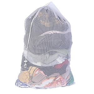 Heavy Duty Large Mesh Laundry Bag Handy Laundry Mesh Laundry Bag Durable Laundry Bag with Secure Drawstring Closure, 24" x 36", White