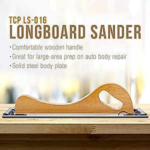 TCP Global Wooden Handle Longboard Sander for PSA Sandpaper 16-1/2" x 2-3/4" or Continuous Rolls PSA Sticky Paper