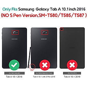 ProCase Leather Case for Galaxy Tab A 10.1-inch 2016 (SM-T580 T585 T587), Stand Folio Cover for Galaxy Tab A 10.1" Tablet (NO S Pen Version) with Multiple Viewing Angles Card Pocket -Black