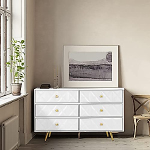 EazeHome White Dresser, 6 Drawers Dresser with Wide Double Drawer, Chest of Drawers Large Storage Cabinet for Bedroom, Living Room, Entryway, Hallway