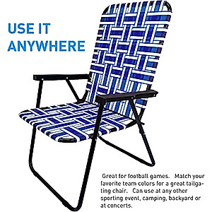 EasyGo Product Portable – Retro Style High Back Design – Outdoor Webbed Chair for Backyard, Camping, Sporting Events – Easy Folding, 4 Pack, Blue